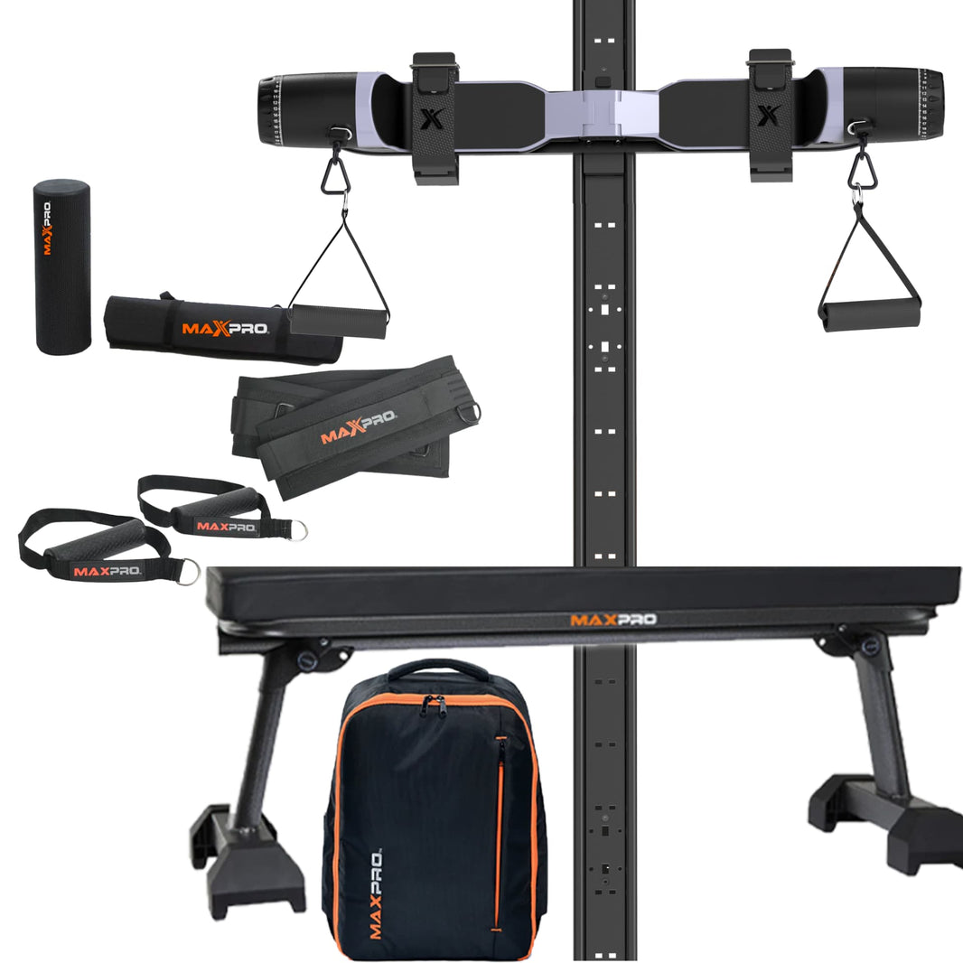 Maxpro | At Home Portable Exercise Machine | Cables, Bench, Weights ...